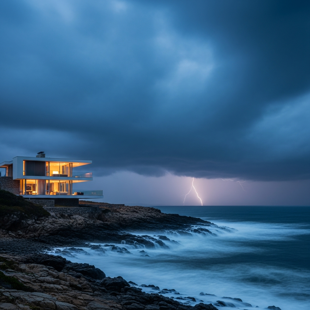 Storm damaged house